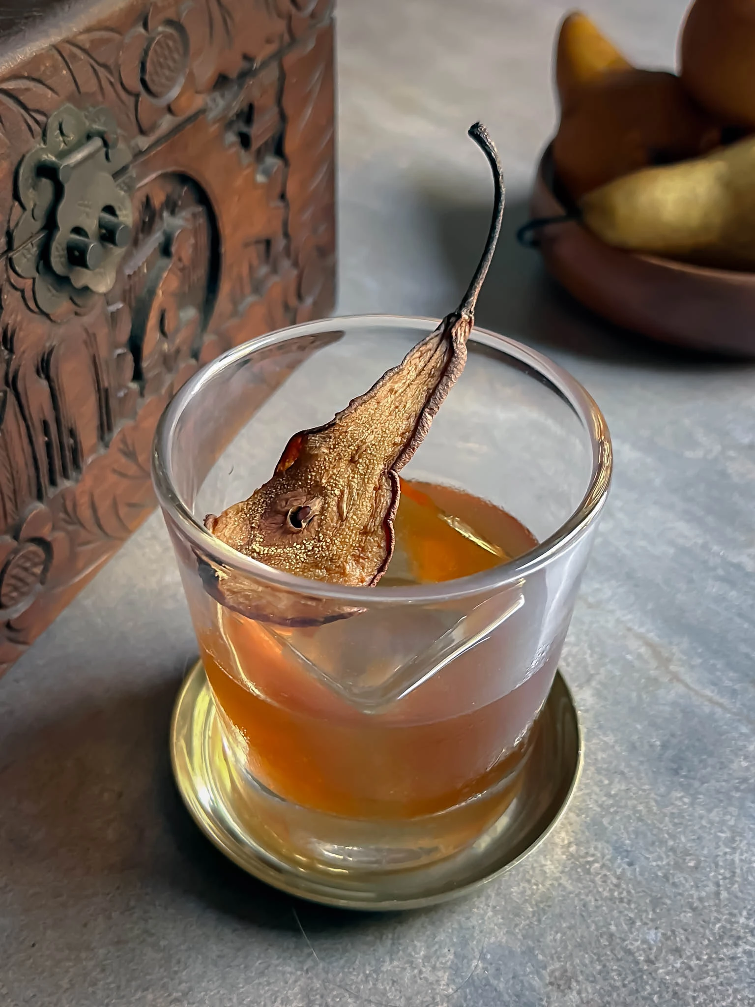Spiced Pear Old Fashioned Cocktail Recipe for Fall